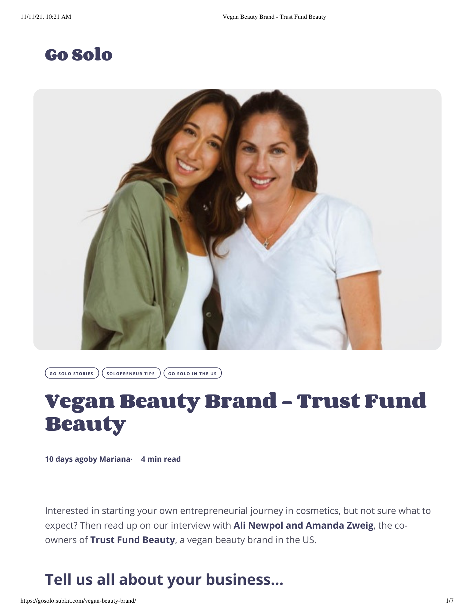 Go Solo – Trust Fund Beauty
